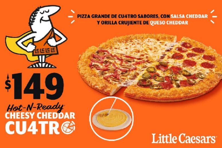 Disfruta la pizza Cheesy cheddar cu4tro